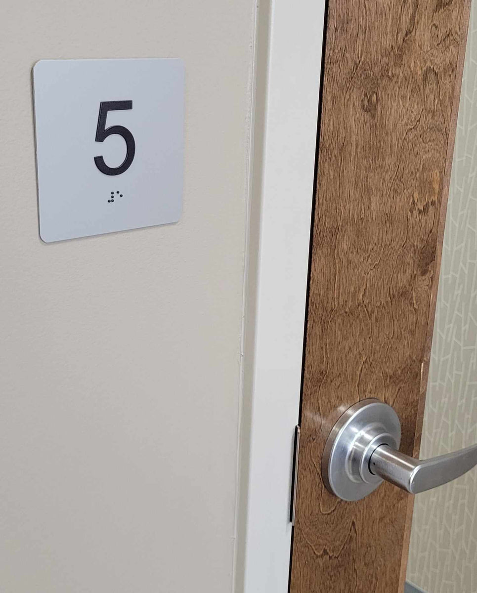 ADA Room Number Sign with Braille - 4" x 4" - Pack of 5 - NapADASigns.com