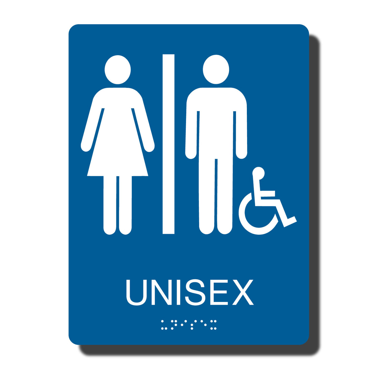 ADA Unisex Handicap Restroom Sign w/ Braille, Several Colors, Nap ADA ...
