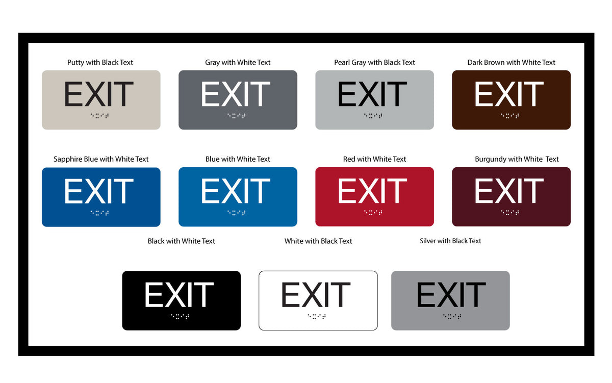 ADA Exit Sign with Braille - Several Colors - 6" x 8" - NapADASigns.com