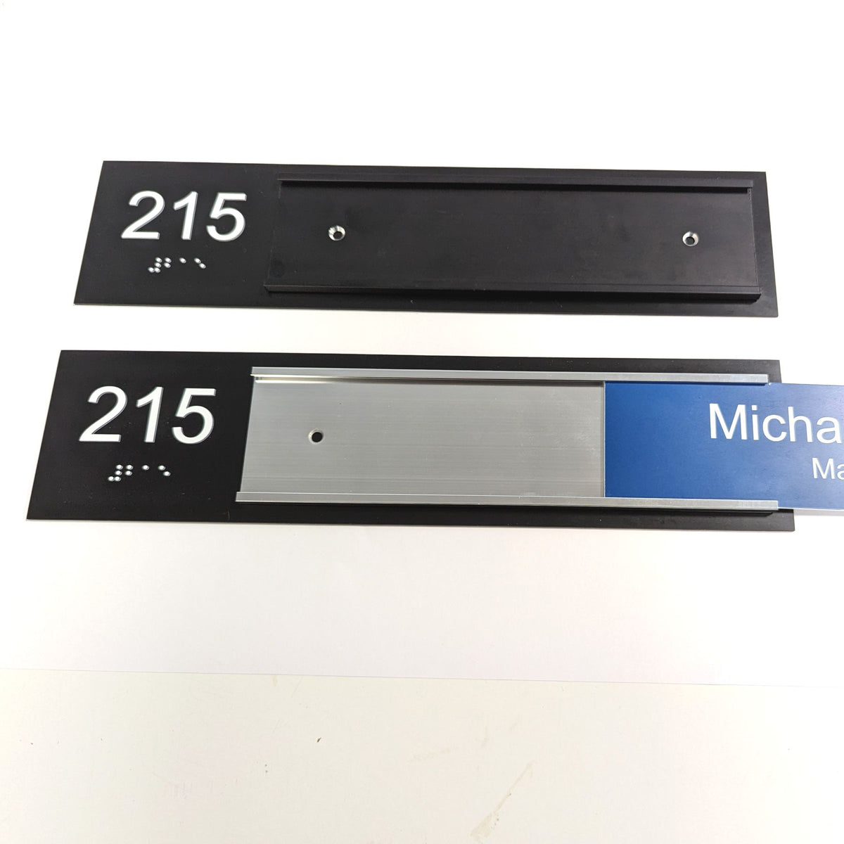 ADA Room Number Signs with 8" x 2" Nameplate Holders - Sleek – NapADASigns