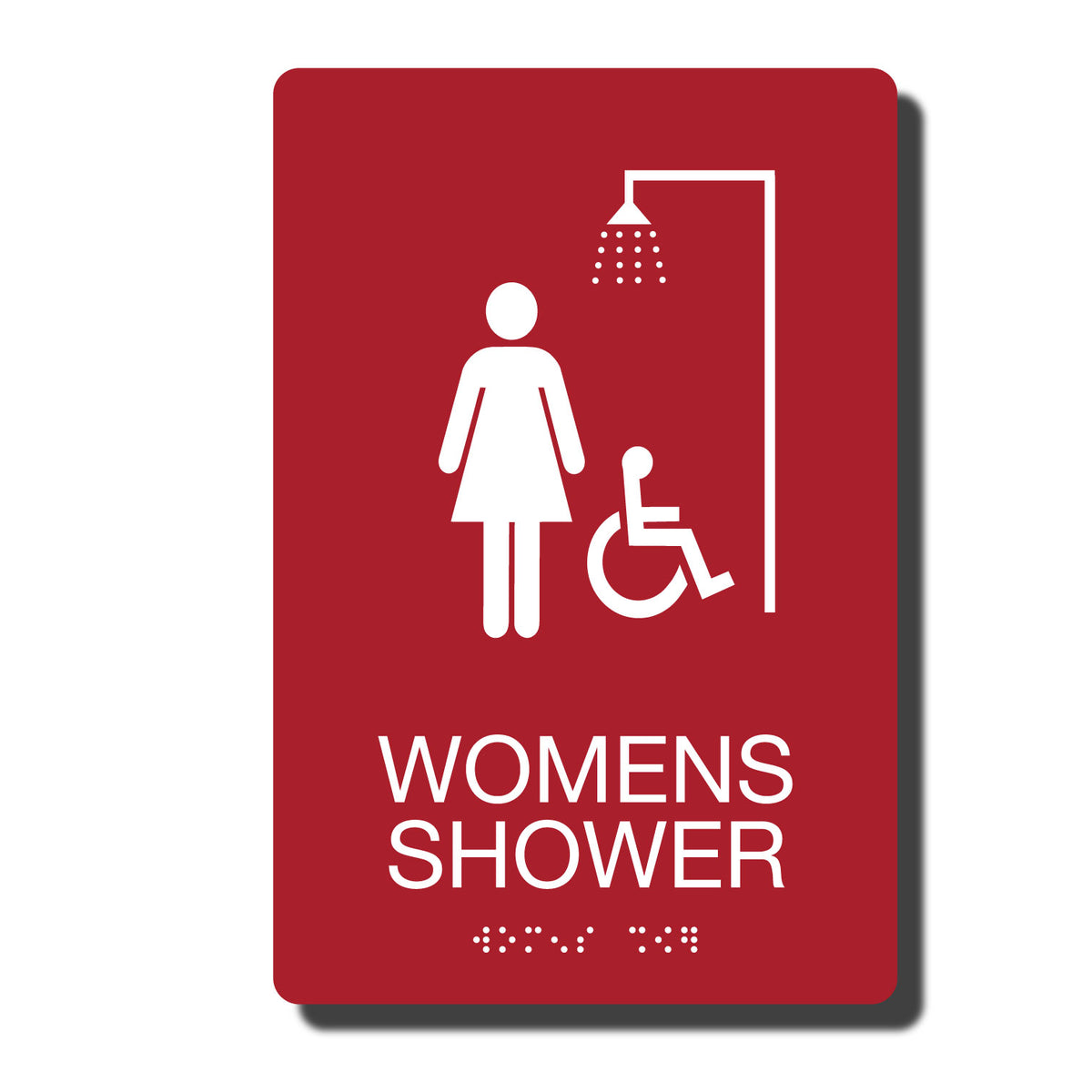 ADA Handicap Accessible Women Shower Sign with Braille - 6" x 9" - Nap ...